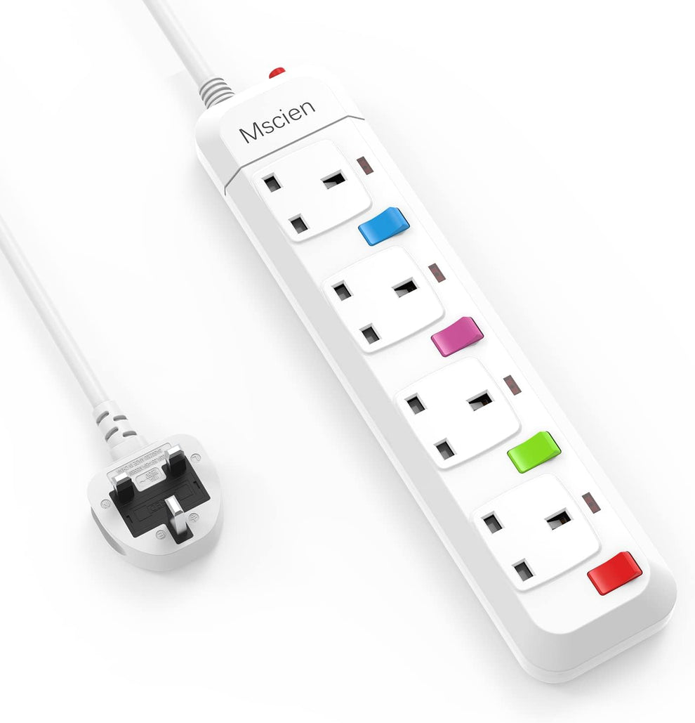 1.8M 4Gang Extension Lead with Switches, Overload Protection, Surge Pr ...