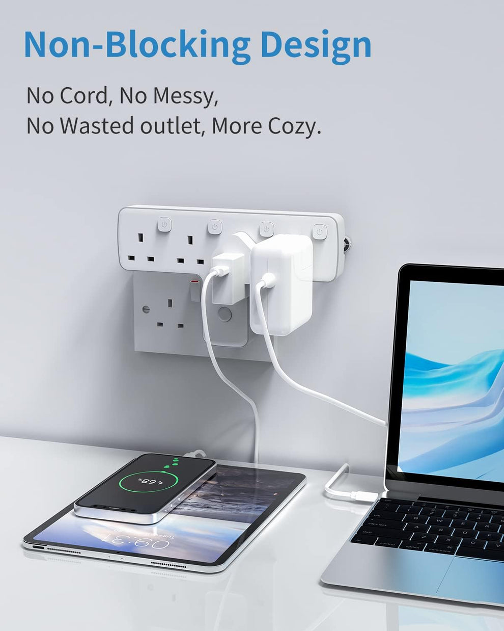 4 Gang Plug Adaptor with Individually Switches, Surge Protector ...